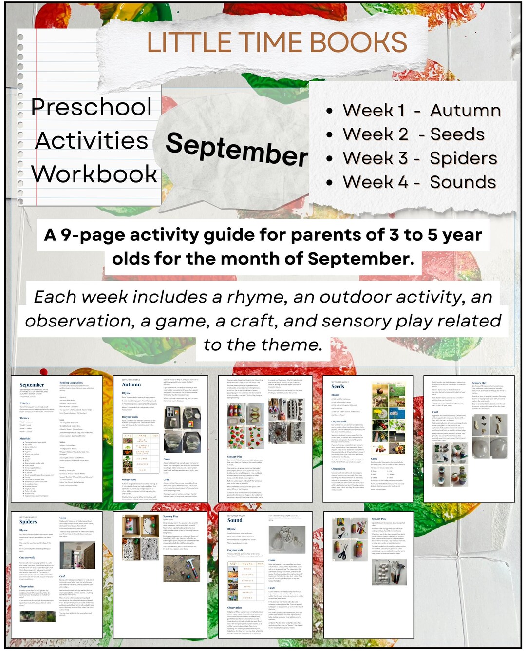 September Preschool Activity Plan - Etsy Australia
