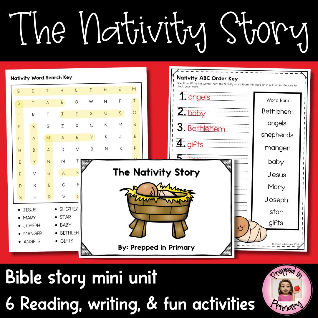 Nativity Story Printable Pack | Christmas Sunday School Lesson (PDF) - Etsy