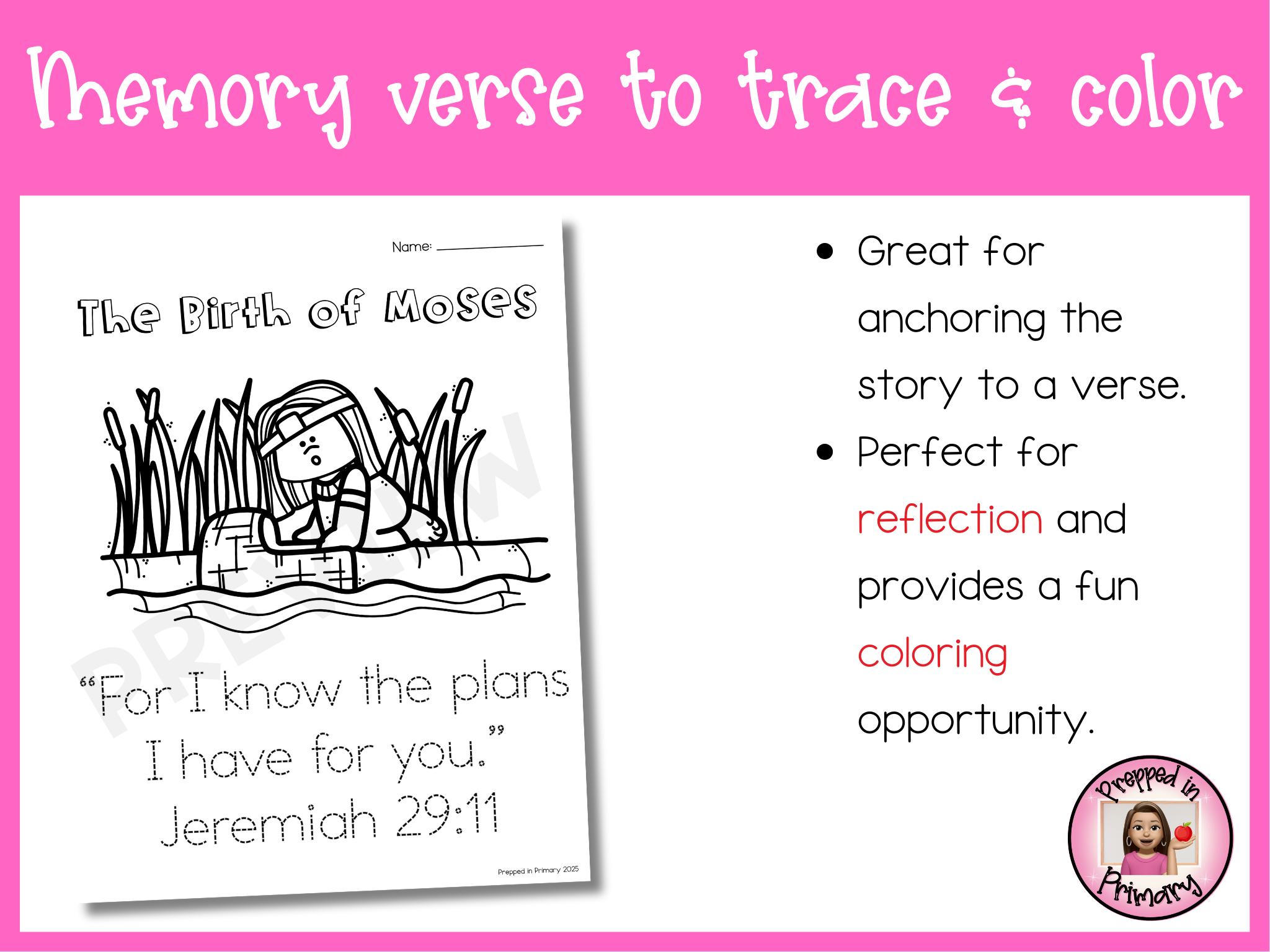Birth of Moses Printable Bible Lesson | Mini Book, Worksheets (digital ...
