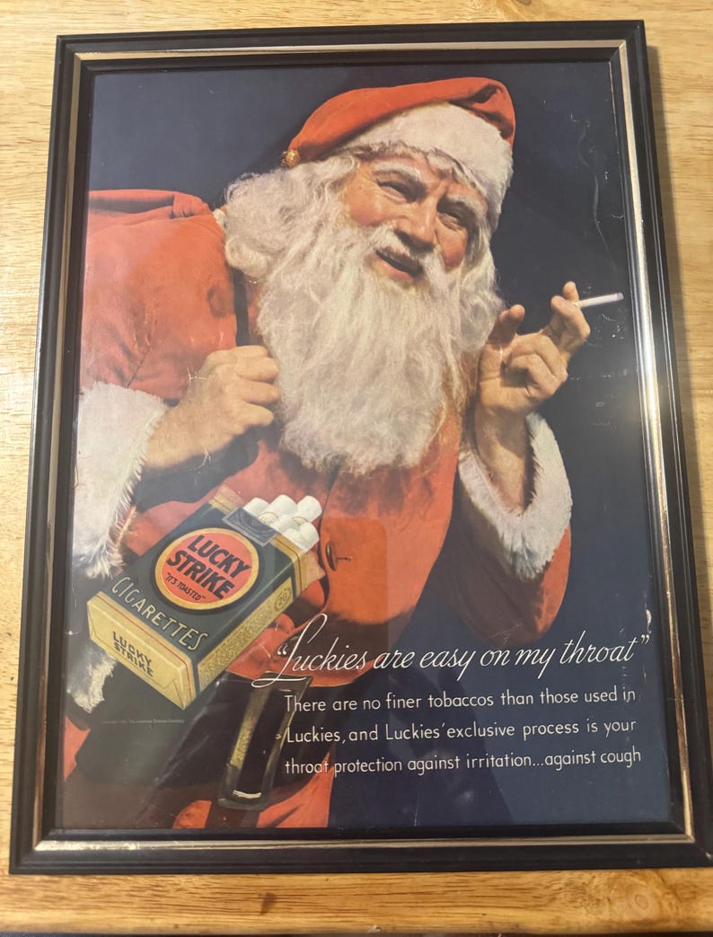 1936 Lucky Strike Santa Cigarette Ad Original Magazine Page Field ...