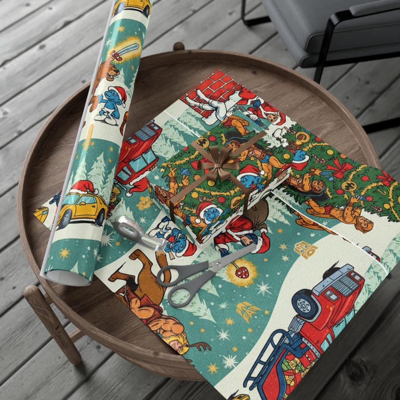 Retro 80s Cartoons Christmas Wrapping Paper: He-man, Gi-joe ...