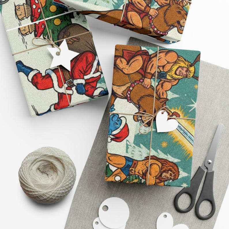 Retro 80s Cartoons Christmas Wrapping Paper: He-man, Gi-joe ...