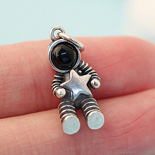 Sterling Silver Space Rocket Astronaut Opening Charm - Etsy UK