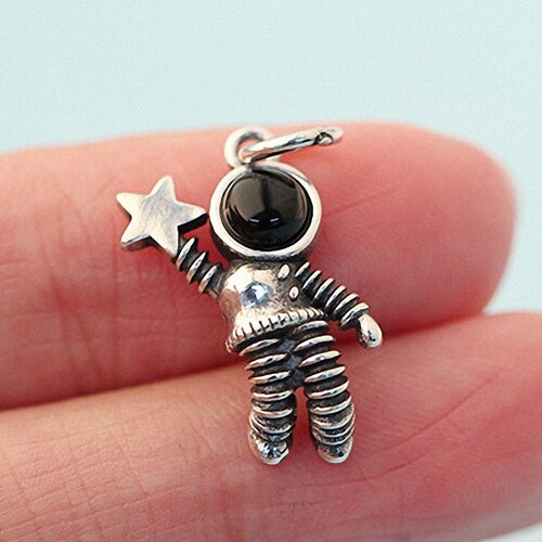 Sterling Silver Space Rocket Astronaut Opening Charm - Etsy UK