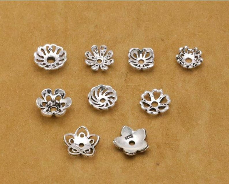 2pcs 925 Sterling Silver Bead Caps Hollowed Out Flower Bead | Etsy