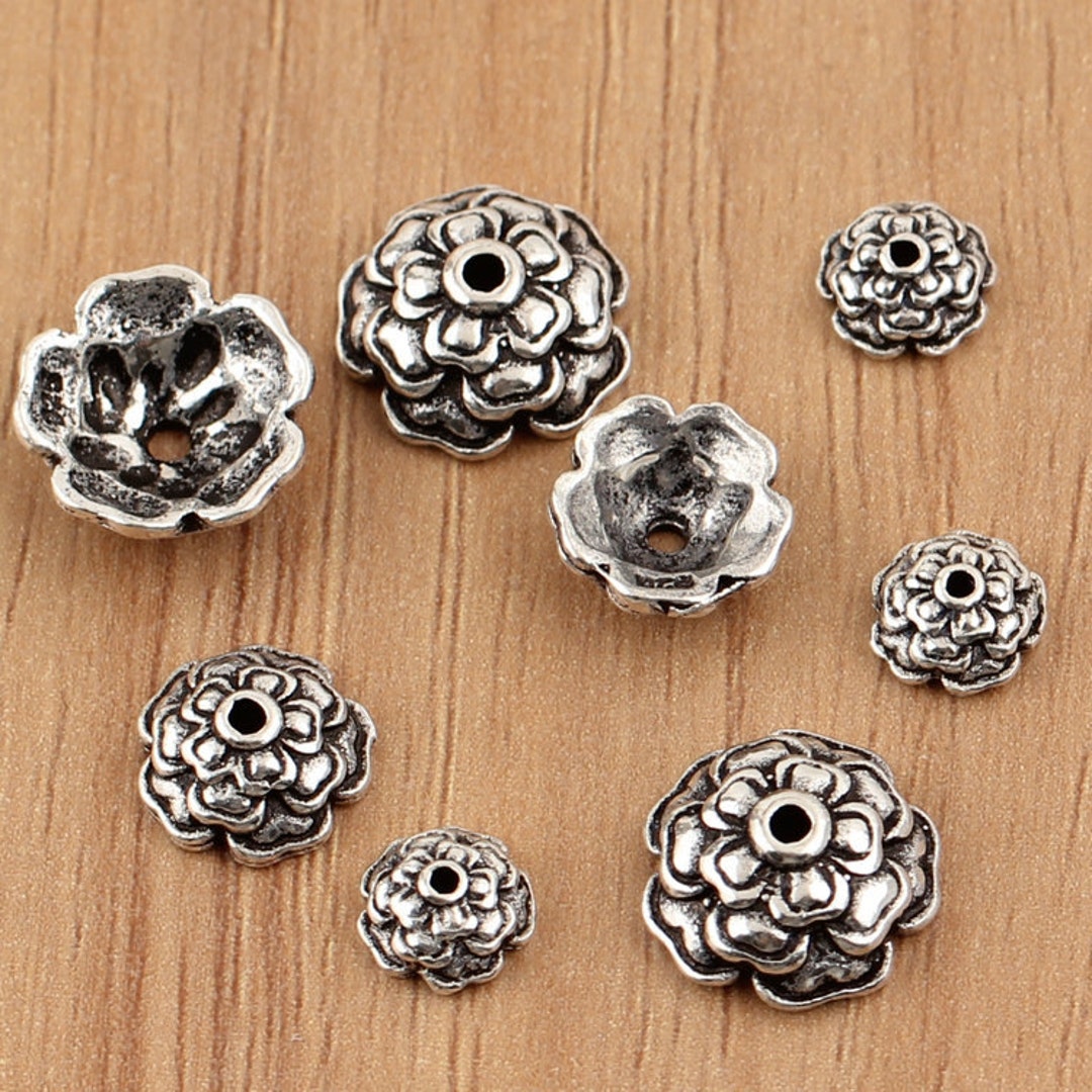 2pcs 925 Sterling Silver Bead Caps 6-10mm Pearl Caps Petal Bead Caps ...
