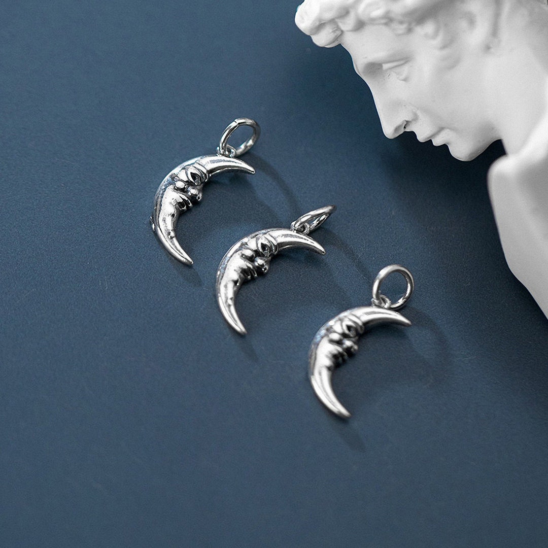 Sterling Silver Moon Charm 925 Silver Crescent Moon Pendant 16mm - Etsy
