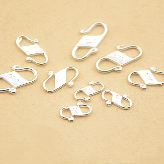 5pcs 925 sterling silver S shape clasp bright sterling | Etsy