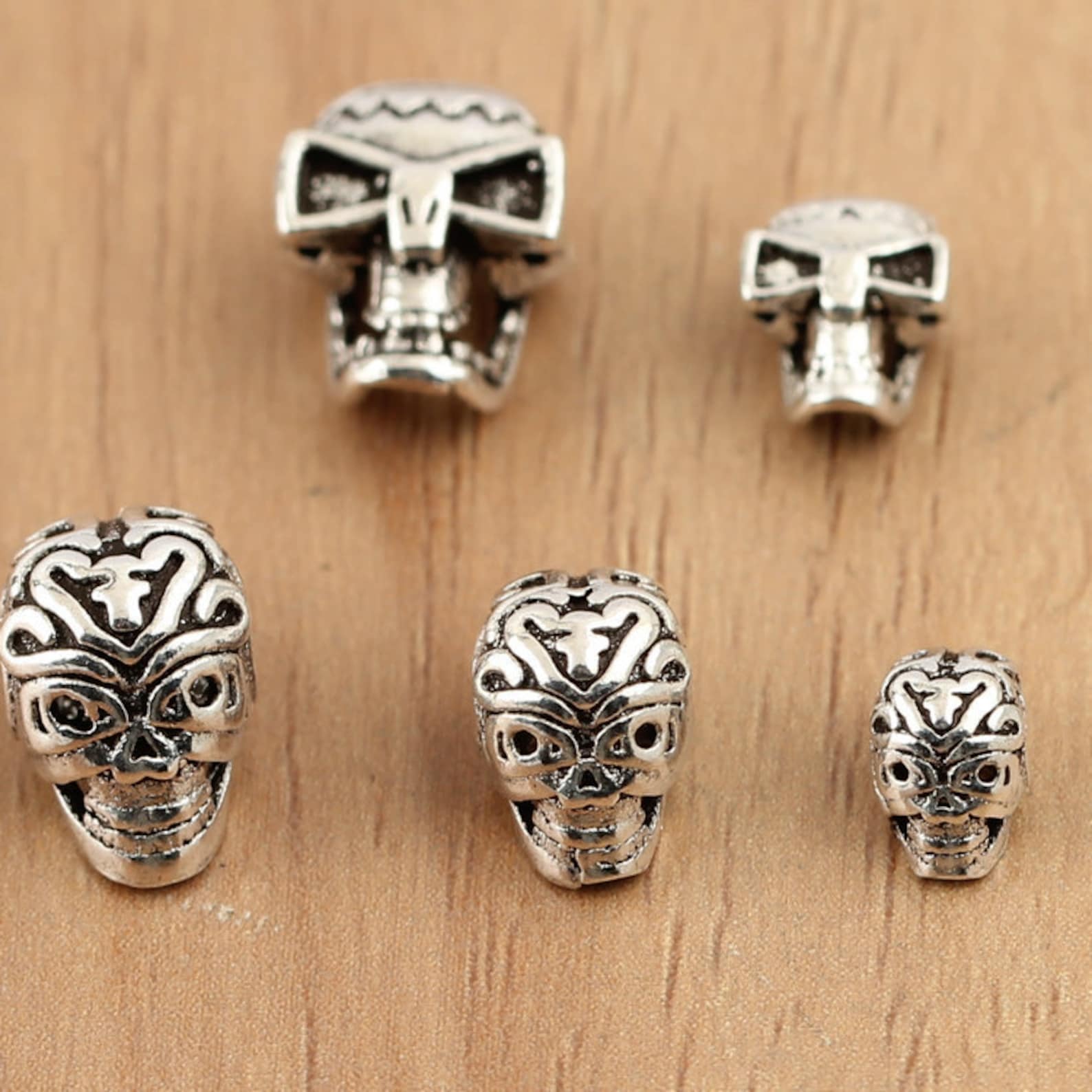 925 Sterling Silver skull beads sterling silver skull Thai | Etsy