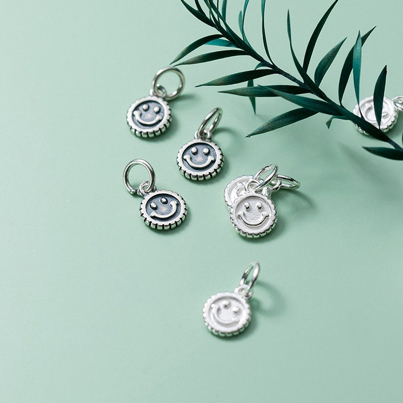 Sterling Silver Smile Charm Smile Face Pendant Happy Charm - Etsy
