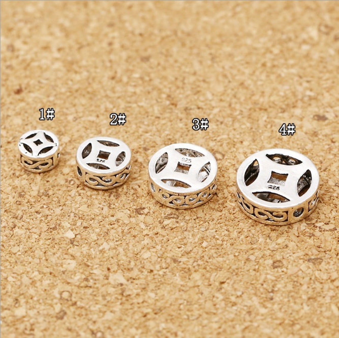 925 Sterling Silver Spacer Beads Antique Silver Flat Spacer | Etsy