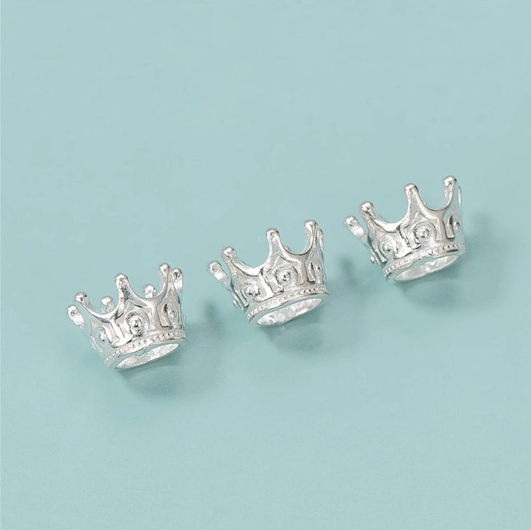 Sterling Silver Crown Bead 10mm Royal Crown Spacer Crown Pendant Silver ...
