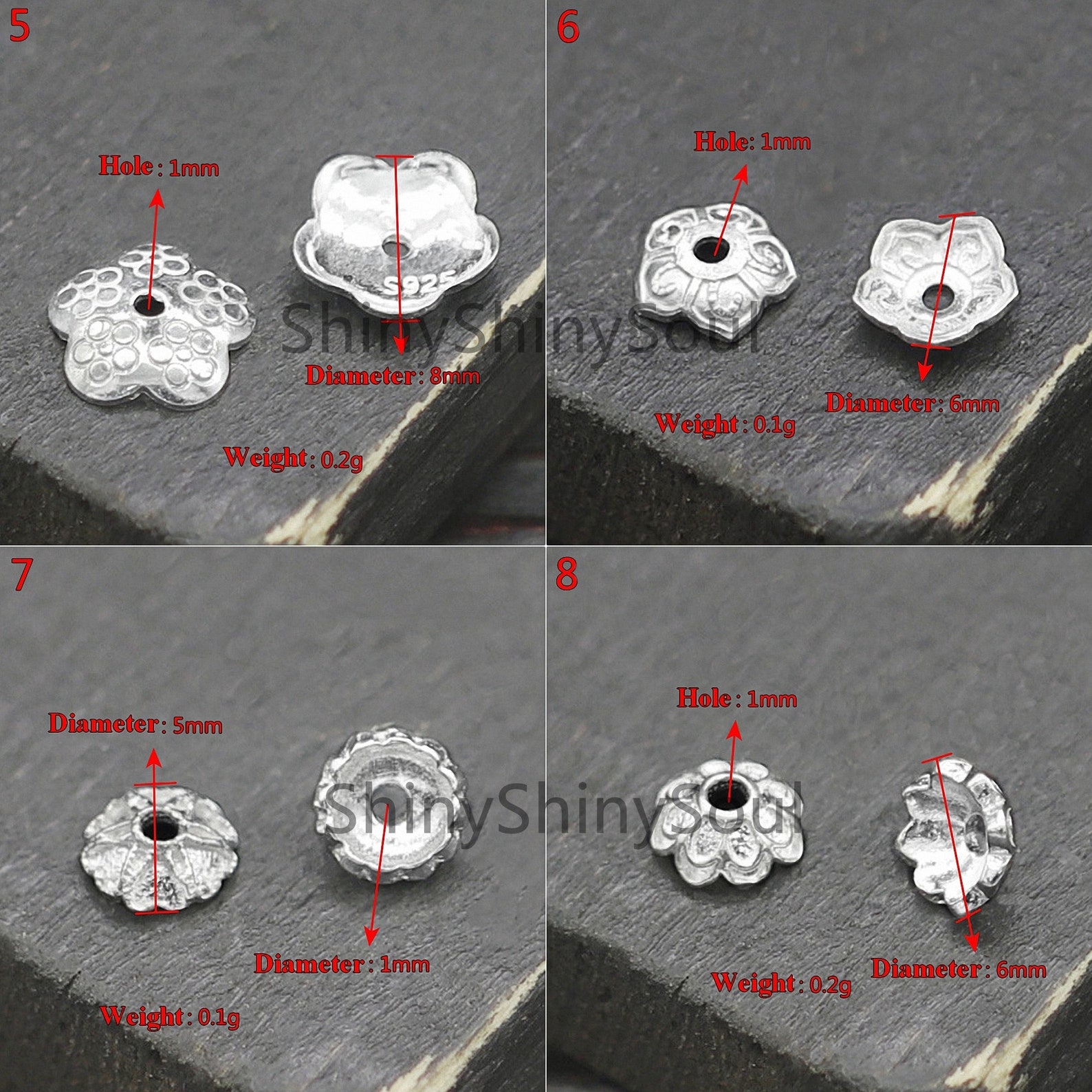 10pcs Sterling Silver Bead Cap Silver End Cap Gemstone Cap - Etsy