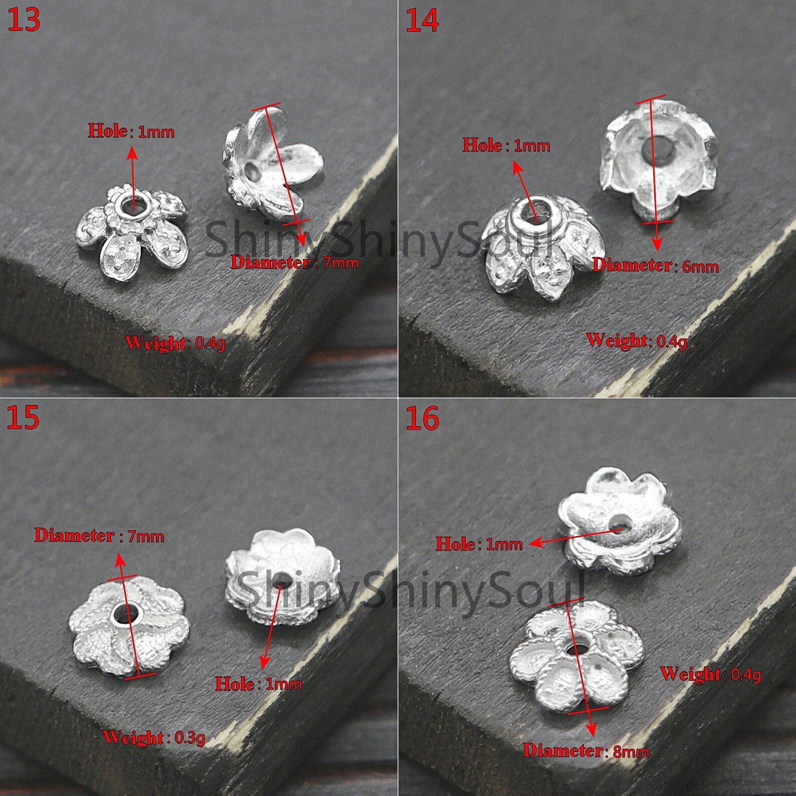 10pcs Sterling Silver Bead Cap Silver End Cap Gemstone Cap - Etsy