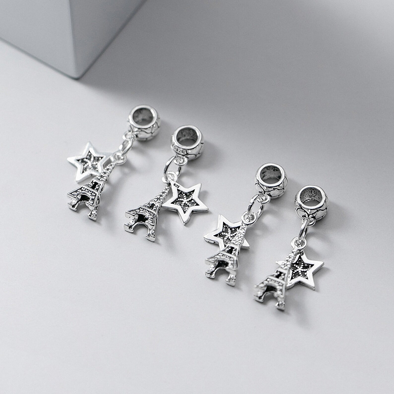 Sterling Silver Dangle Bead Charm Tower With Star Unit - Etsy