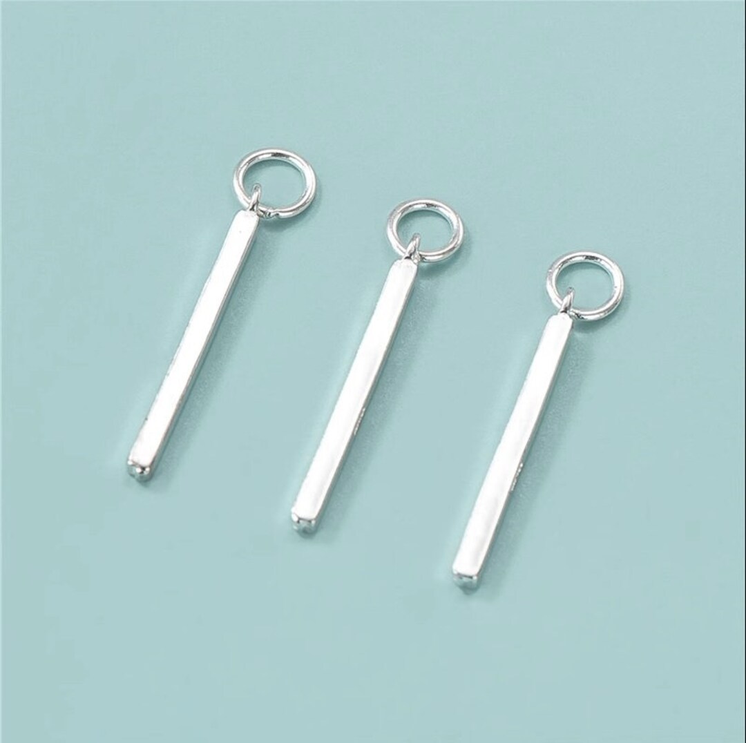 Sterling Silver Bar Charm Stick Charm Pillar Charm Silver Bar Pendant ...