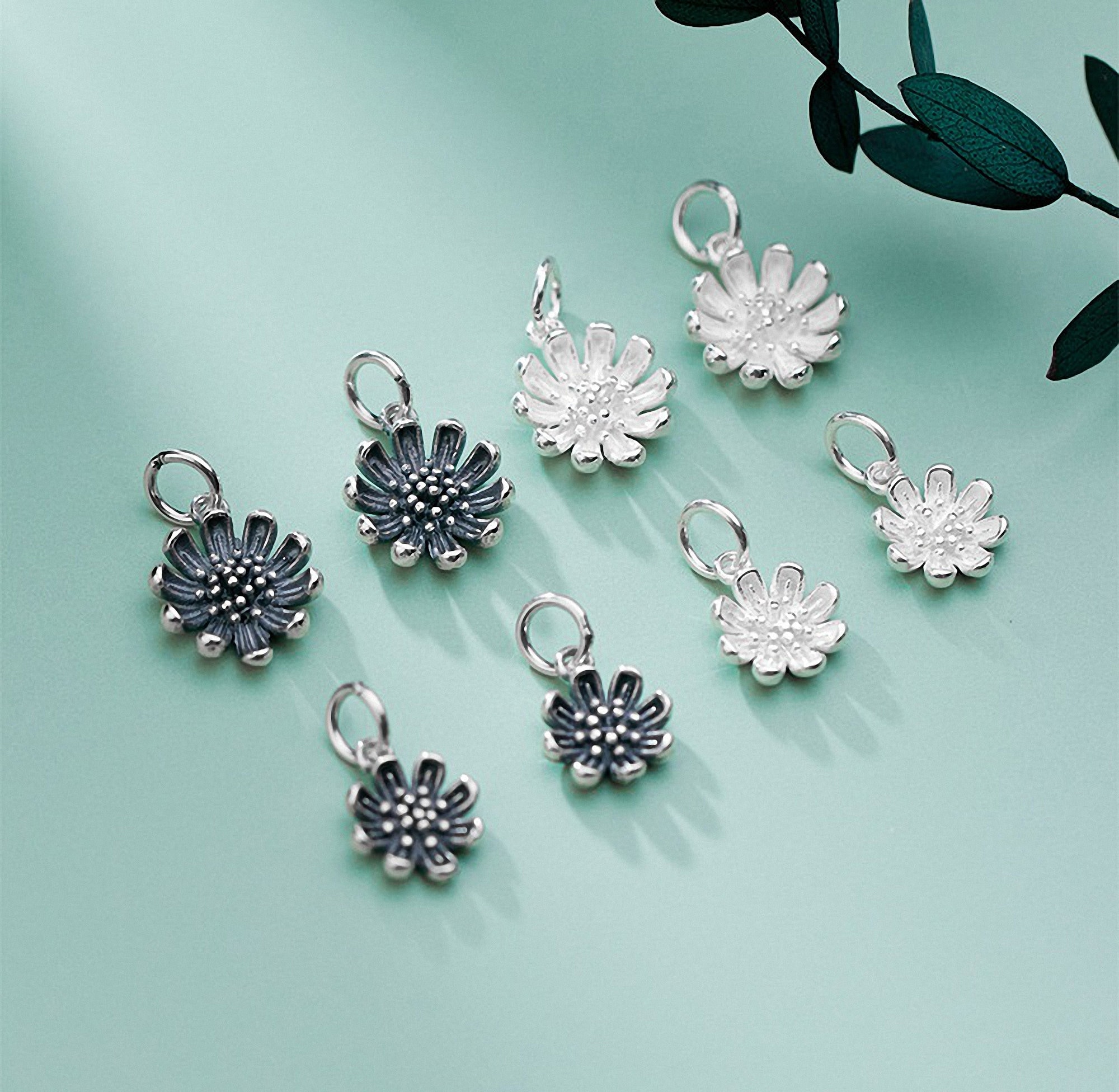 Sterling Silver Daisy Charm Flower Charm Daisy Pendant Earring - Etsy
