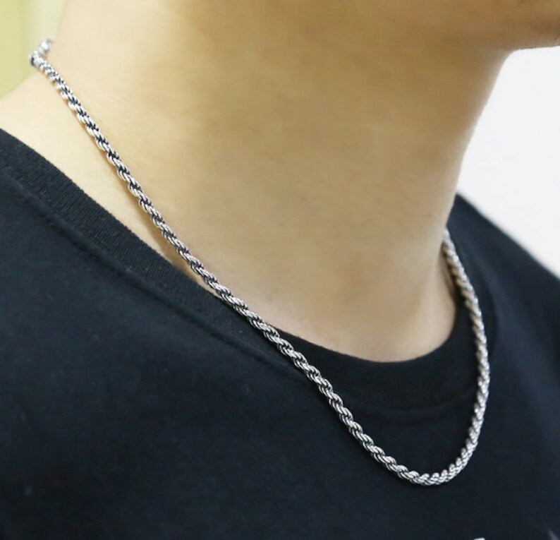 3mm Sterling Silver Chain Silver Twist Rope Necklace Antique - Etsy