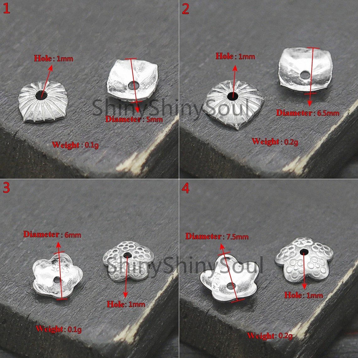 10pcs Sterling Silver Bead Cap Silver End Cap Gemstone Cap - Etsy