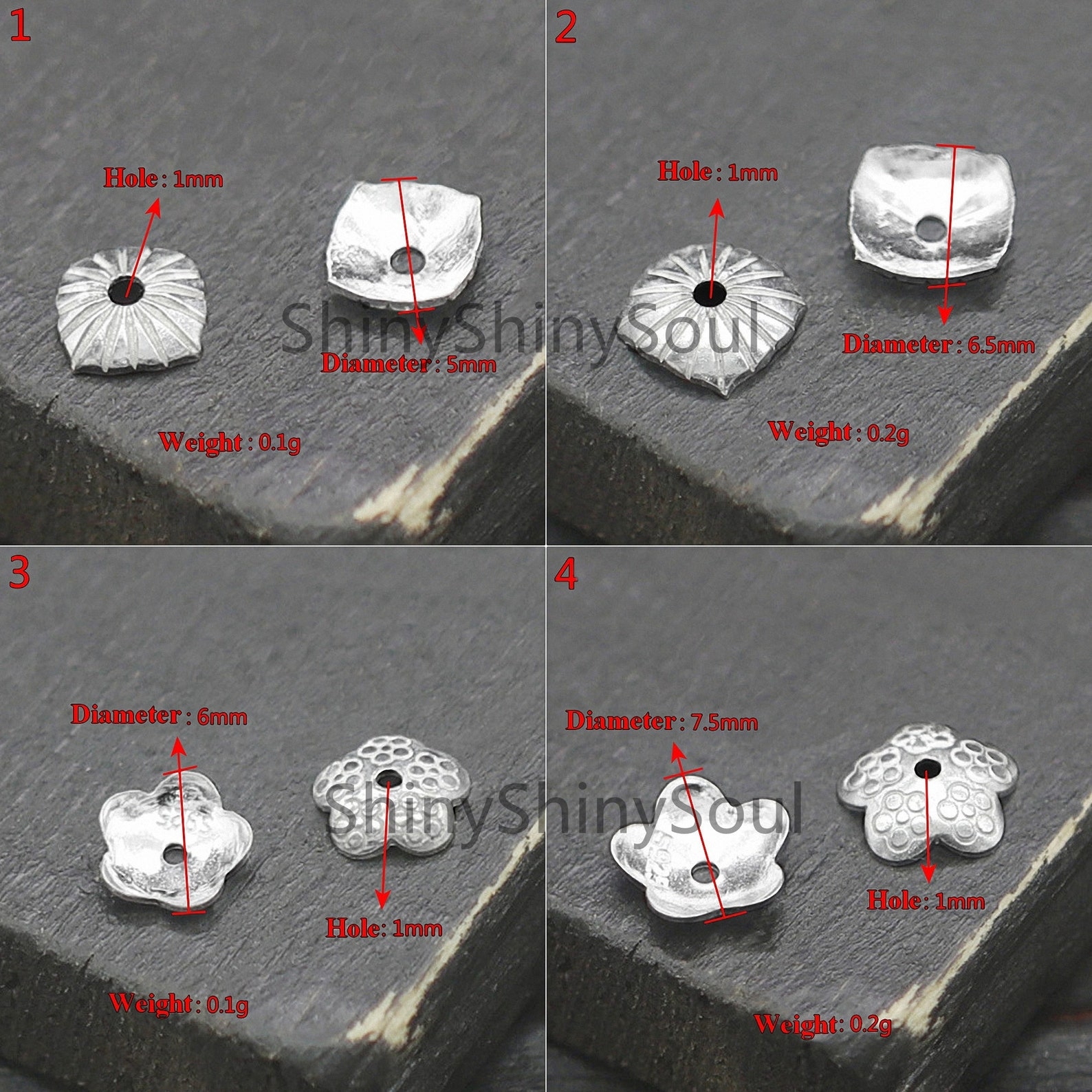 10pcs Sterling Silver Bead Cap Silver End Cap Gemstone Cap - Etsy