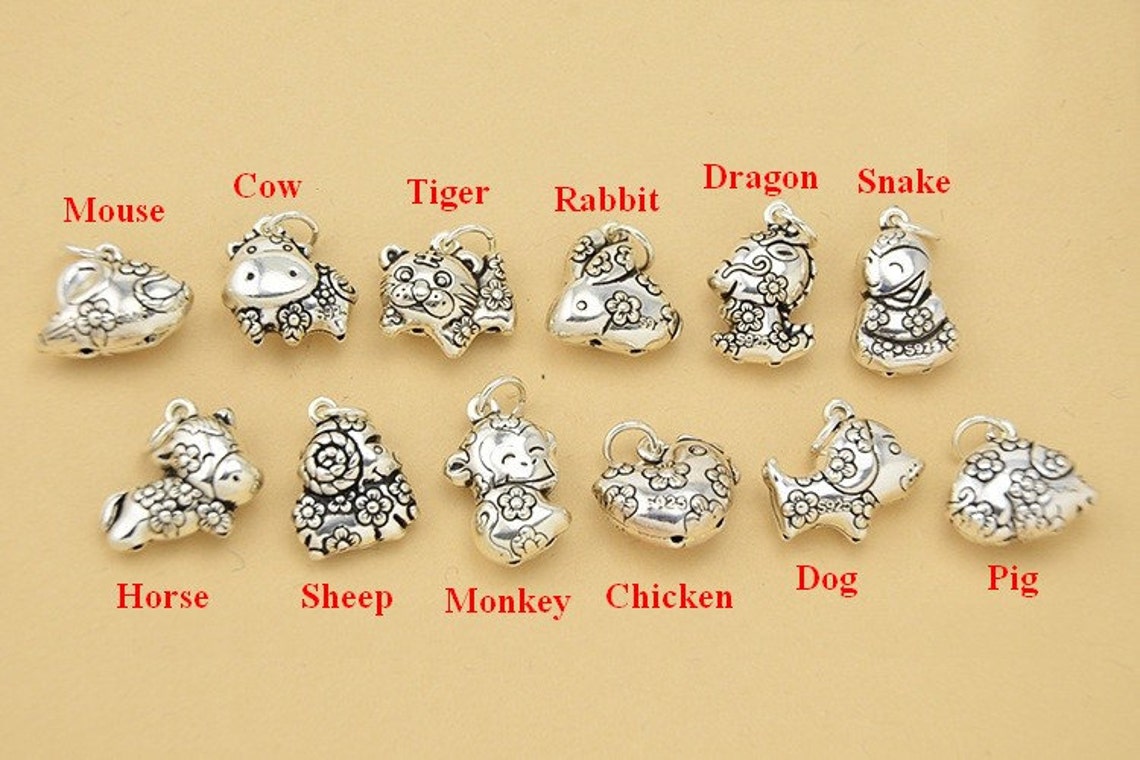 925 Sterling Silver 12 Animal Signs Charm Silver Animal - Etsy