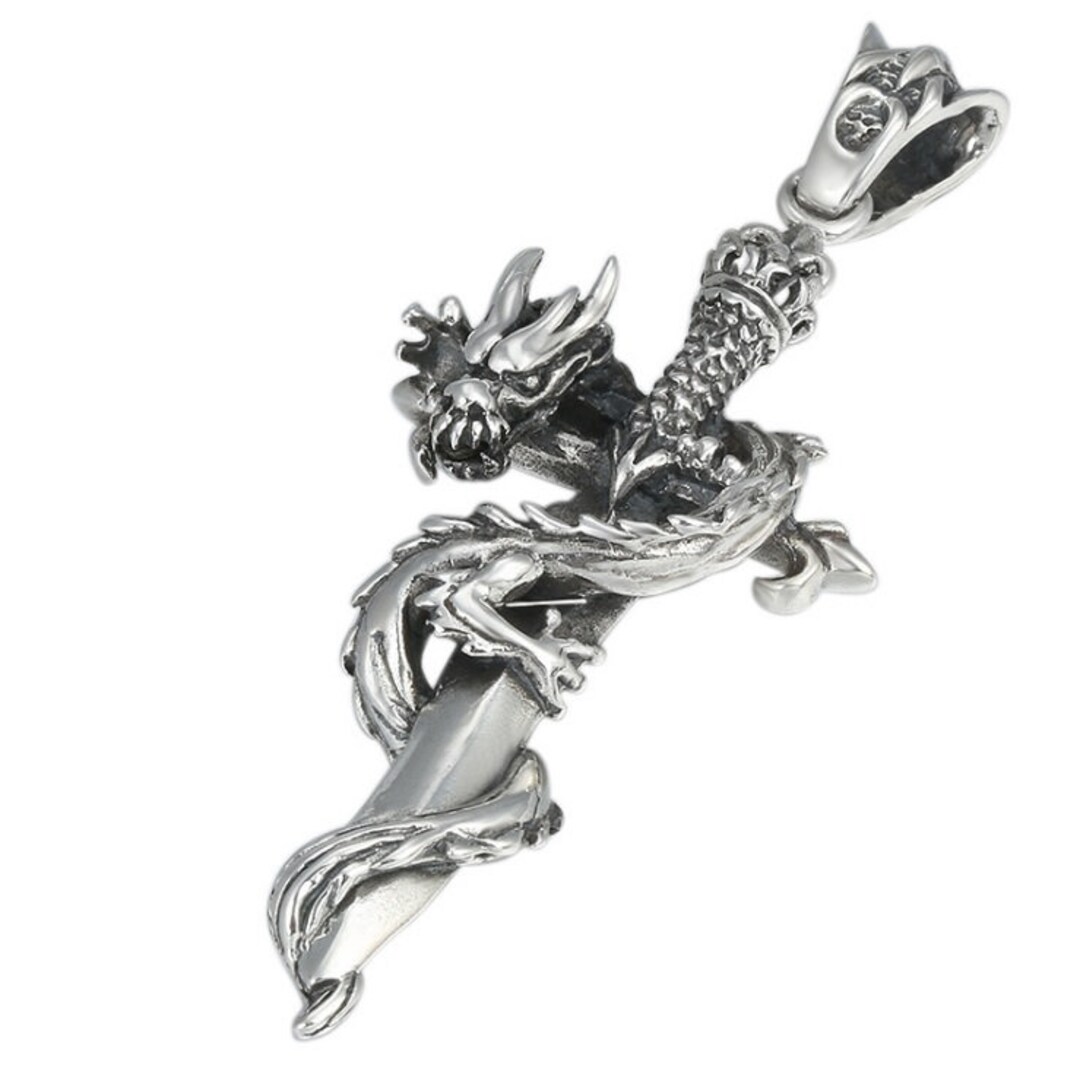 925 Sterling Silver Sword Pendants Silver Dargon Pendant Dragon Sword ...