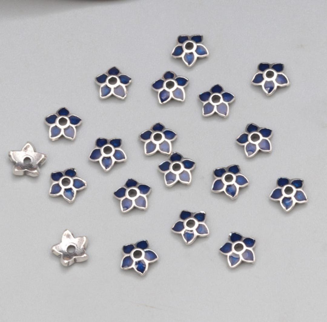 925 Sterling Silver Bead Cap 5mm Enamel Bead Cap Pearl Cap End Cap - Etsy