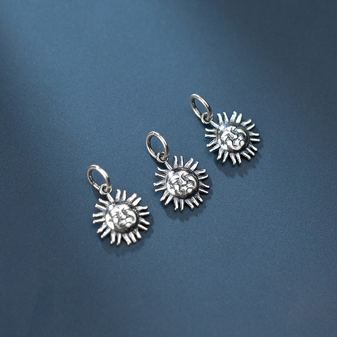 Sterling Silver Sunshine Charm Bali Charm Silver Sun Ethnic - Etsy