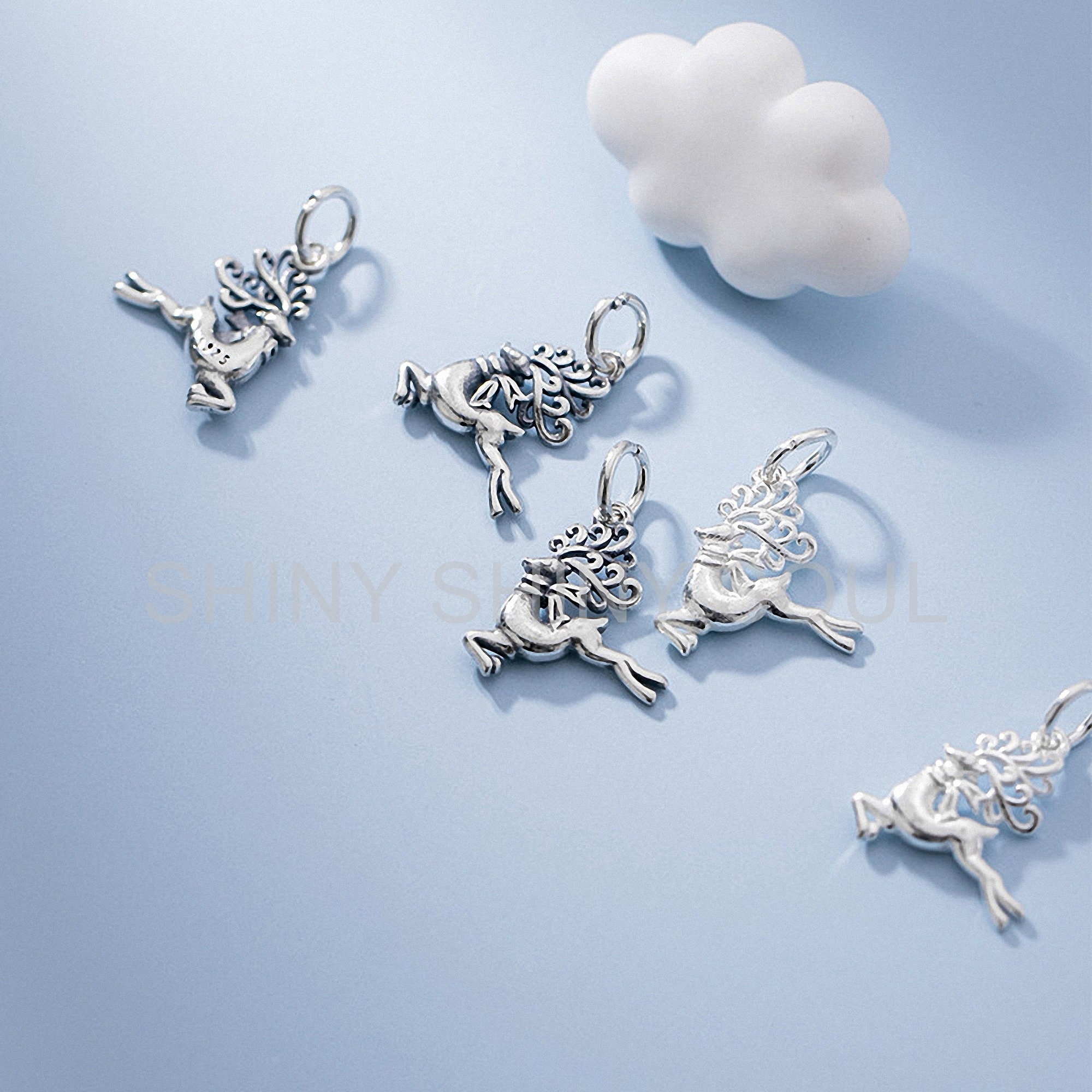 Sterling Silver Deer Charm DeerSS Charm Reindeer Charm Mini | Etsy