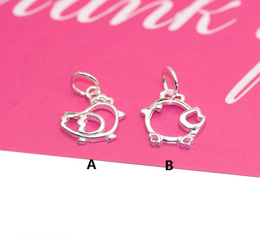 925 Sterling Silver Chicken Charms Silver Chickens Charms - Etsy