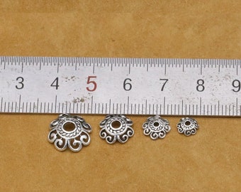 5 Sterling Silver Bead Caps 925 Silver Flower Bead Cap - Etsy
