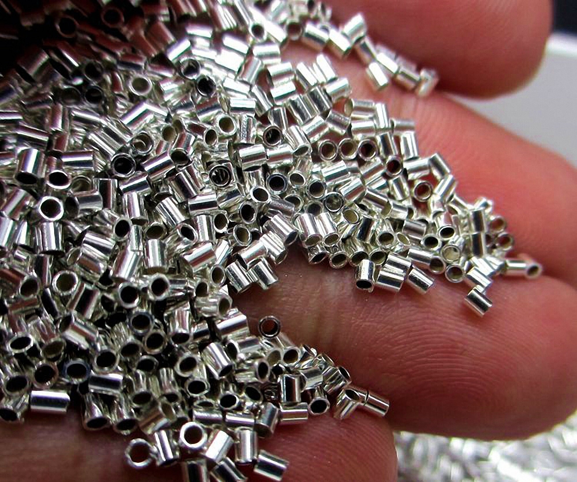 50-300pcs 2mm Sterling Silver Tiny Tube Bead Bright Silver | Etsy