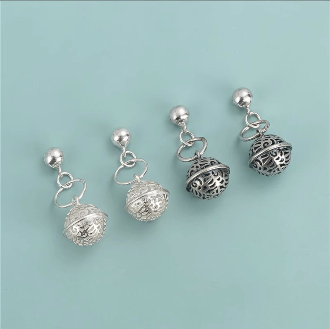 925 Sterling Silver Bell Charm 12mm Hollowed Bell Charm Silence Bell ...