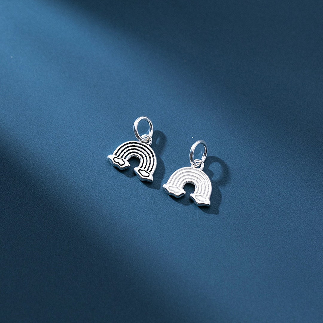 Sterling Silver Rainbow Charm Silver Rainbow Pendant Earring Charm ...