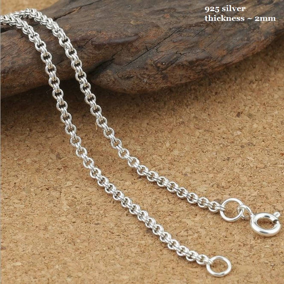 925 Sterling Silver Chain Double Ring Silver Necklace 2mm - Etsy
