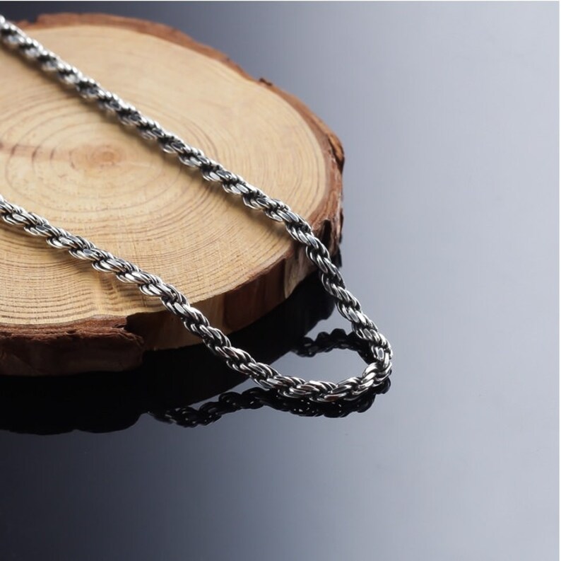 3mm Sterling Silver Chain Silver Twist Rope Necklace Antique - Etsy
