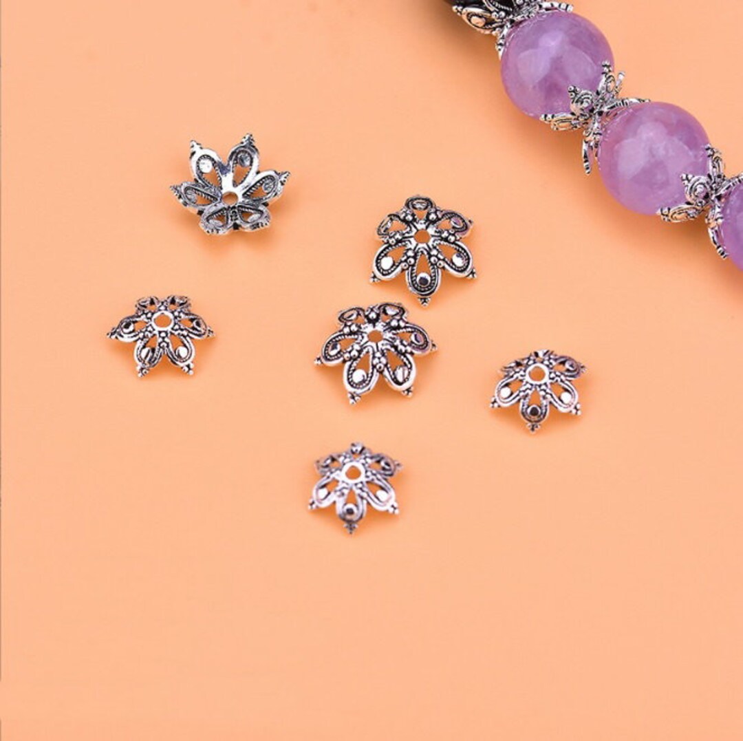 9mm 925 Sterling Silver Bead Cap Silver Flower Cap Silver Pearl Cap ...