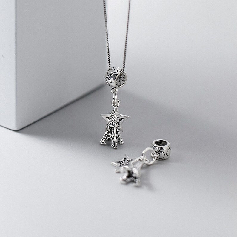 Sterling Silver Dangle Bead Charm Tower With Star Unit - Etsy