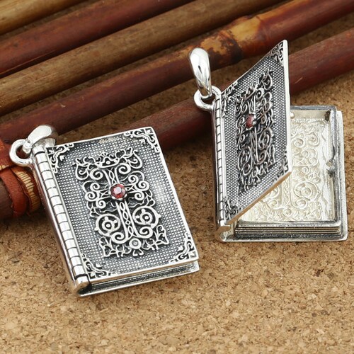 925 Sterling Silver Bible Pendant Silver Book Pendant Silver - Etsy