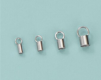 Sterling Silver Crimp Cord End Caps,s925 Silver Leather Cord End Cap ...