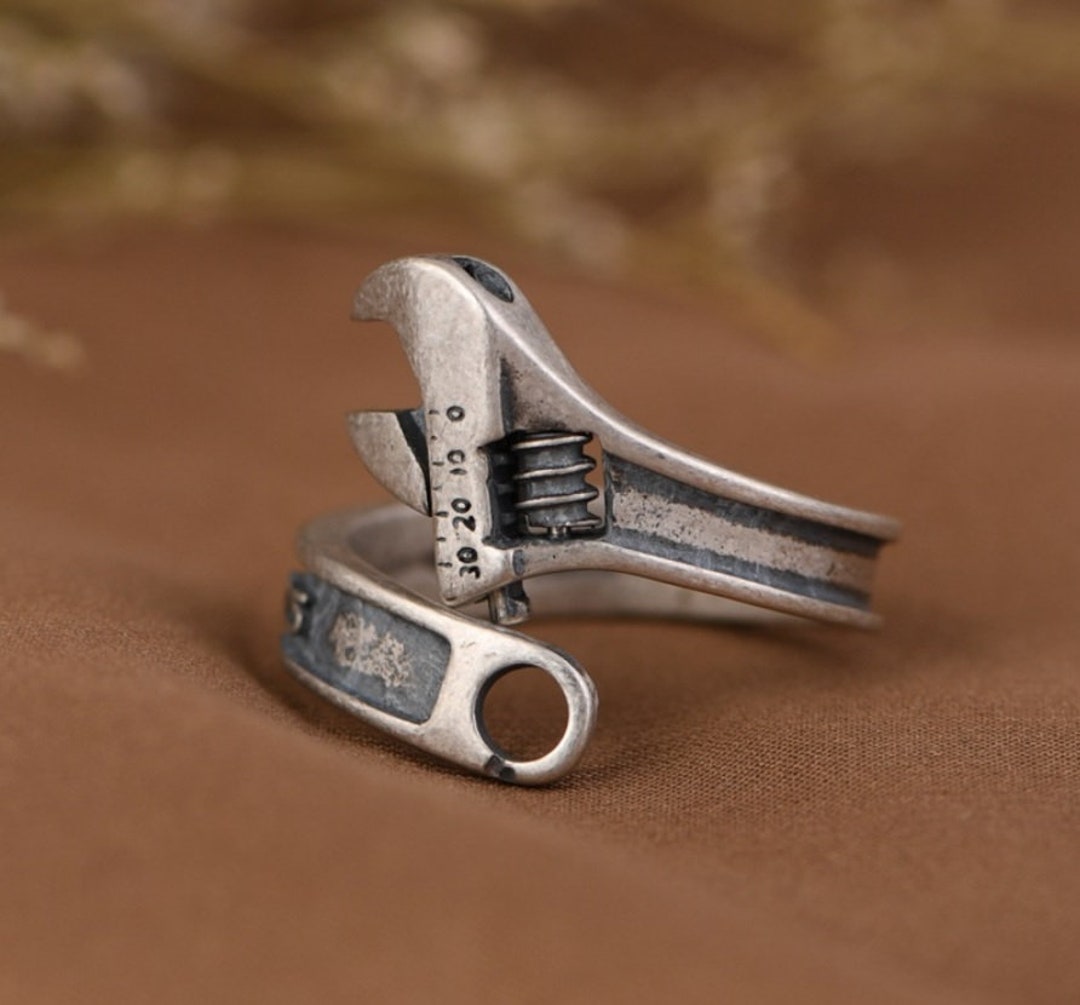Sterling Silver Spanner Ring Wrench Ring Antique Ring Open Ring Unique ...