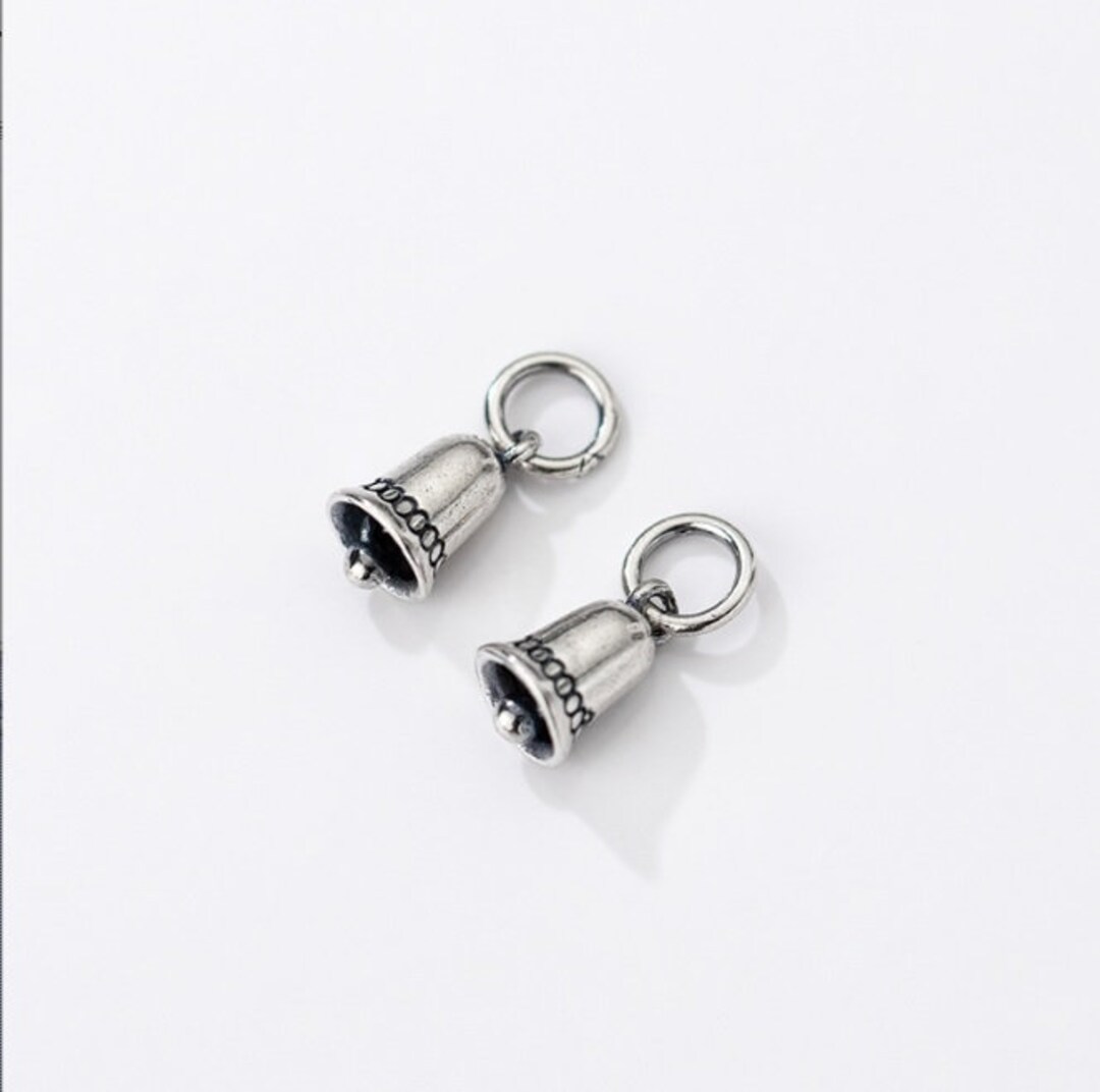Sterling Silver Bell Charm 925 Silver Bell Pendant 6mm Christmas Jungle ...
