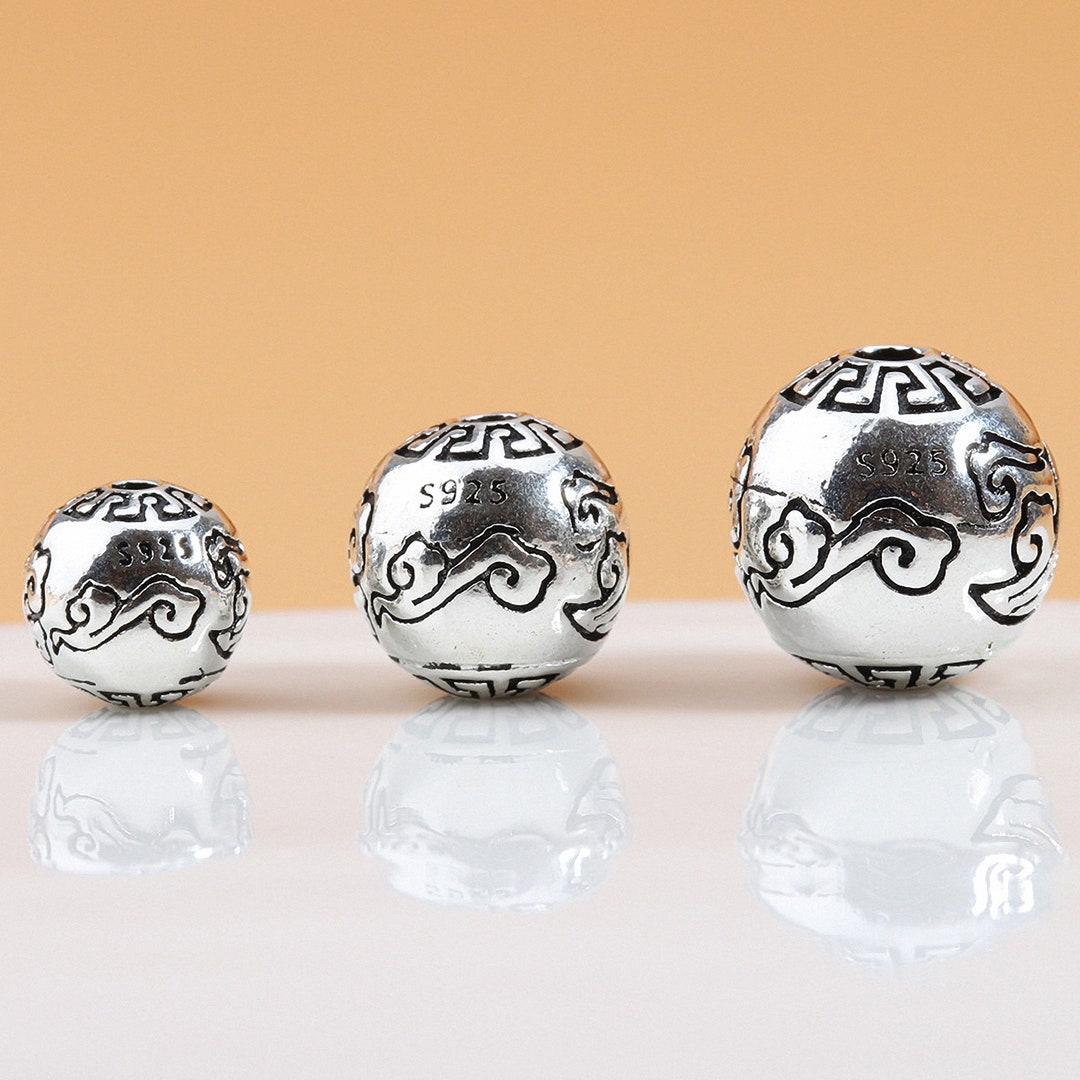 Sterling Silver Round Bead Sphere Bead Silver Ball Bead Cloud - Etsy