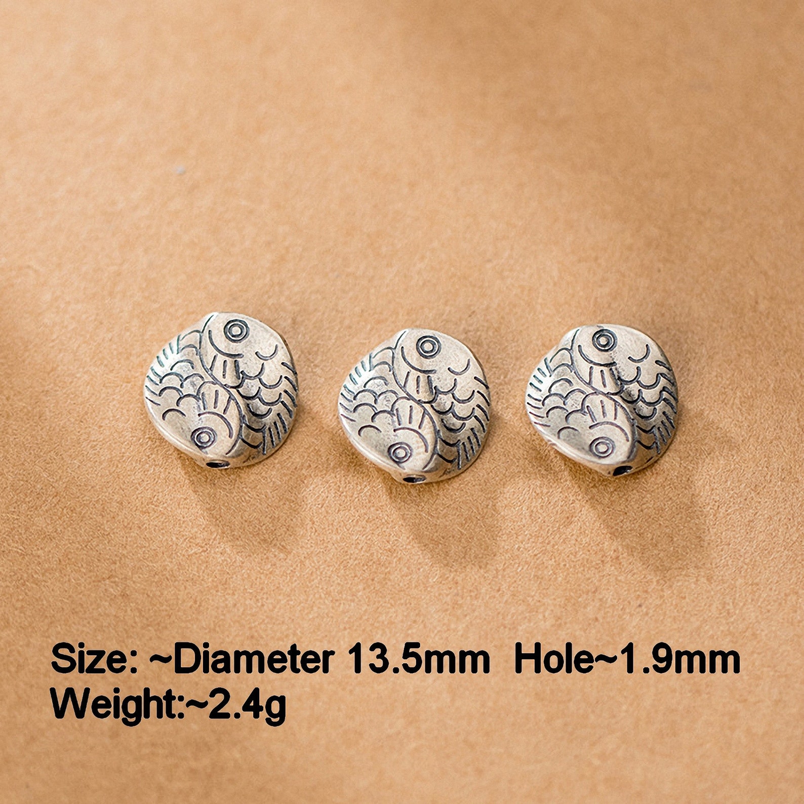 Sterling Silver Beads Twist Fish Bead Silver Fish Beads | Etsy