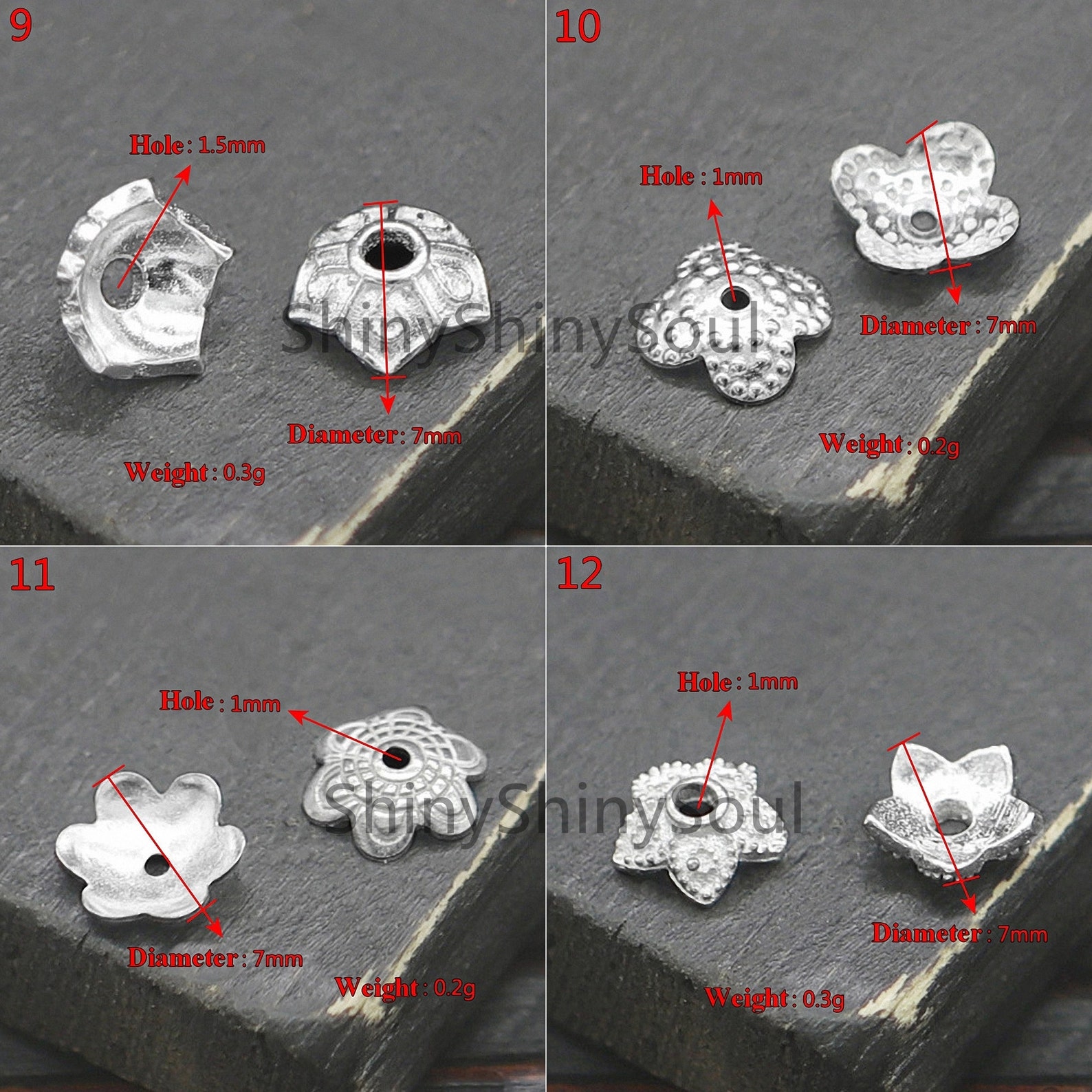 10pcs Sterling Silver Bead Cap Silver End Cap Gemstone Cap - Etsy