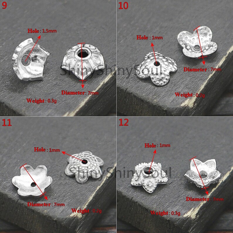 10pcs Sterling Silver Bead Cap Silver End Cap Gemstone Cap - Etsy