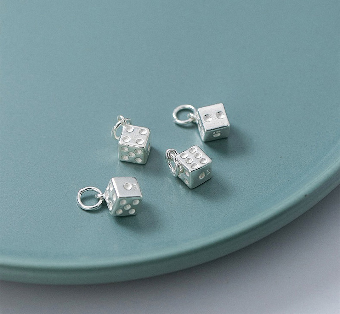Sterling Silver Dice Charm 6mm Dice Pendant Zircon Dice Charm - Etsy
