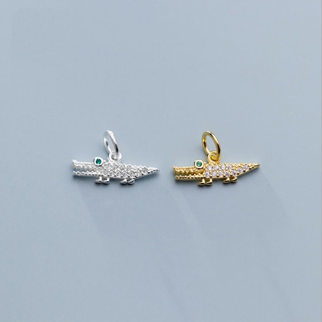 925 Sterling Silver Crocodile Charm Zircon Crocodile Charm Mini ...