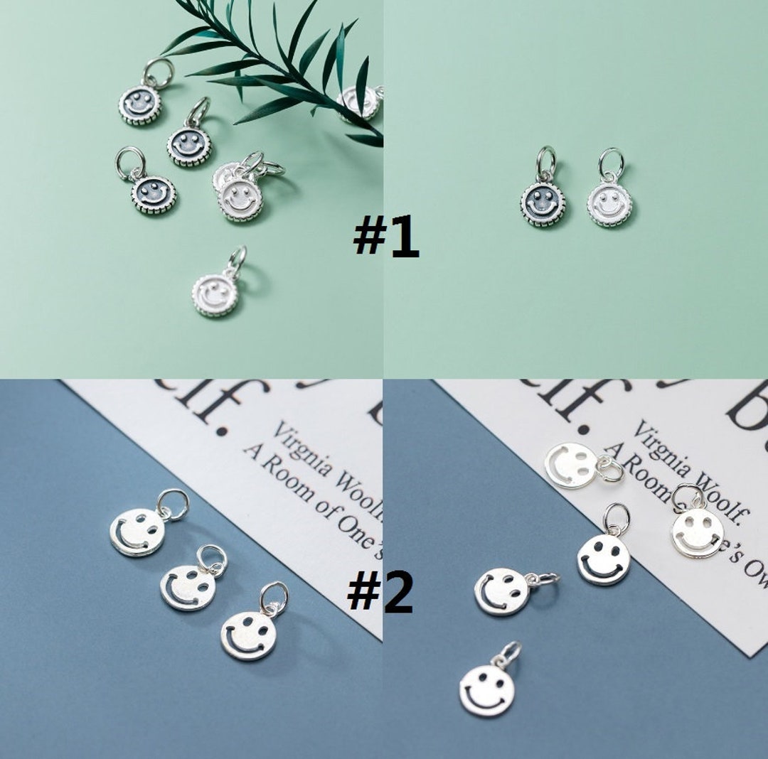 Sterling Silver Smile Charm Smile Face Charm Tiny Smile Face Pendant ...