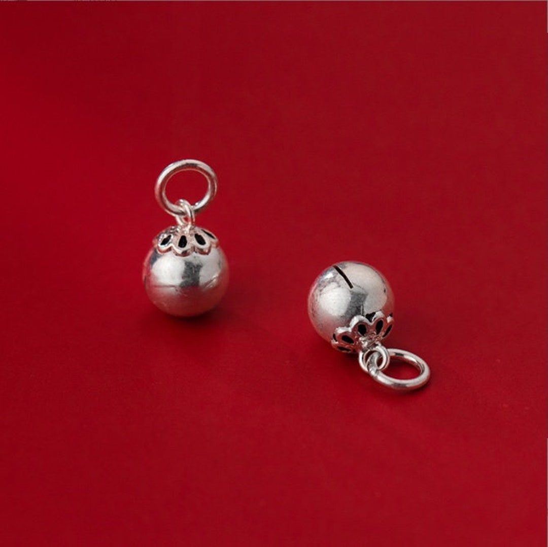 Sterling Silver Bell Charm Silver Bell Pendant Silver Bell Bali Charm ...